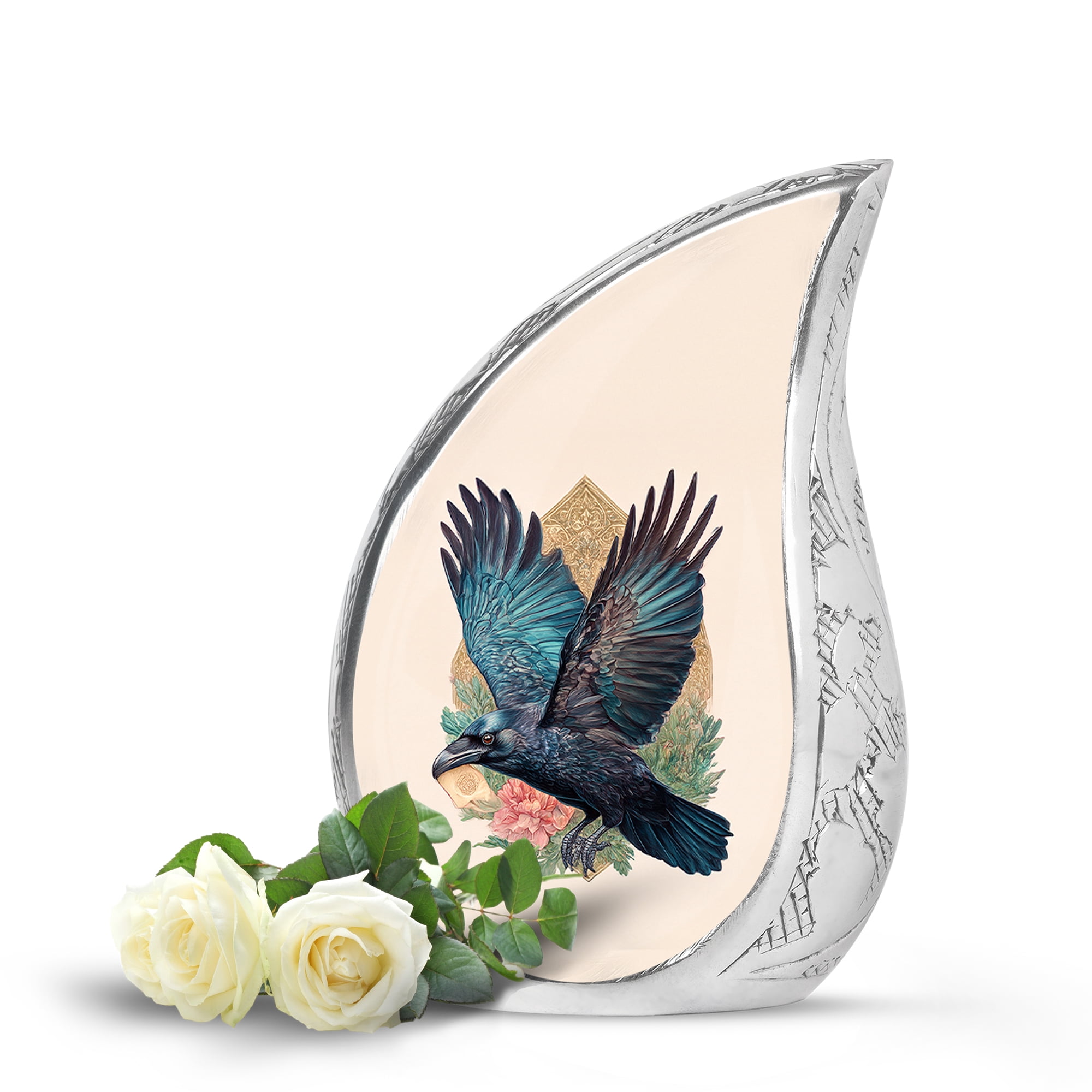 VALERASH Crow Cremation Urns for Adult Ashes Women - 3 Inch Small White ...