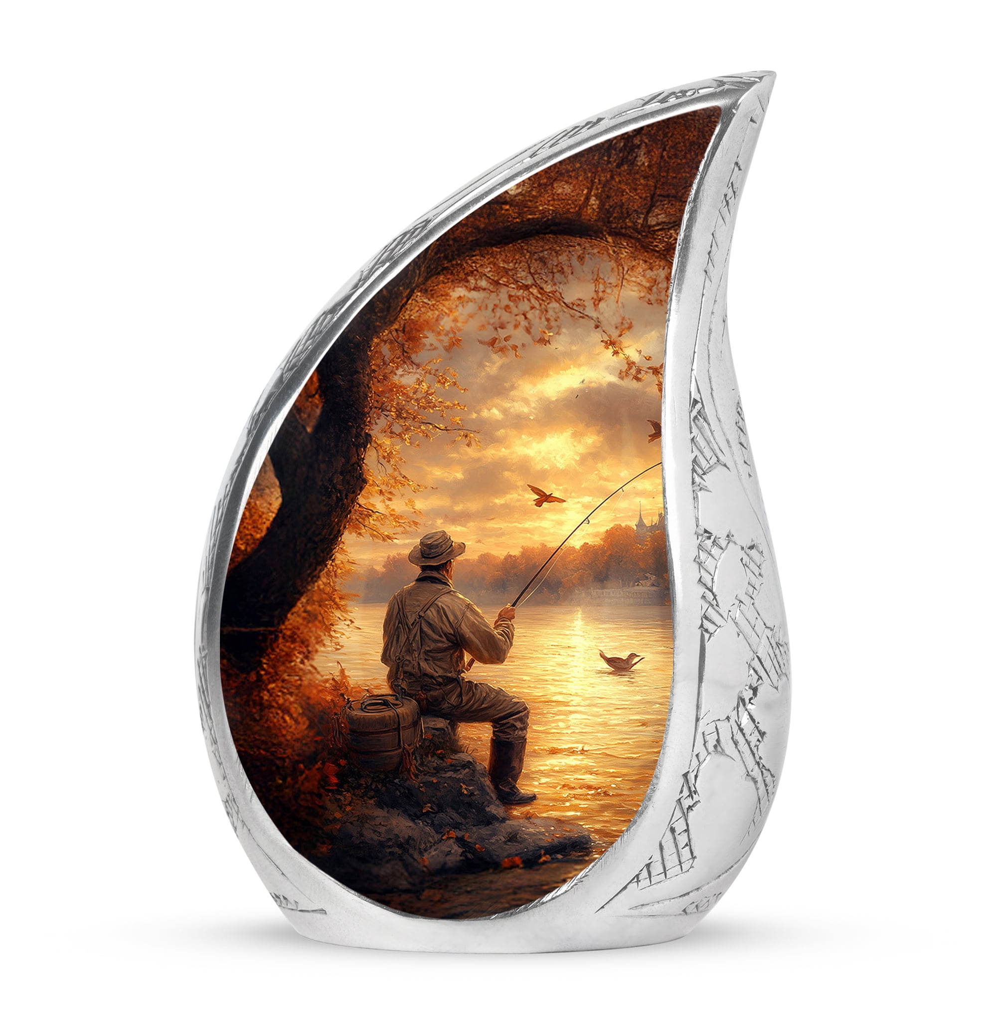 VALERASH Fishing Cremation Urn Small - Brown Teardrop Memorial Urns for ...