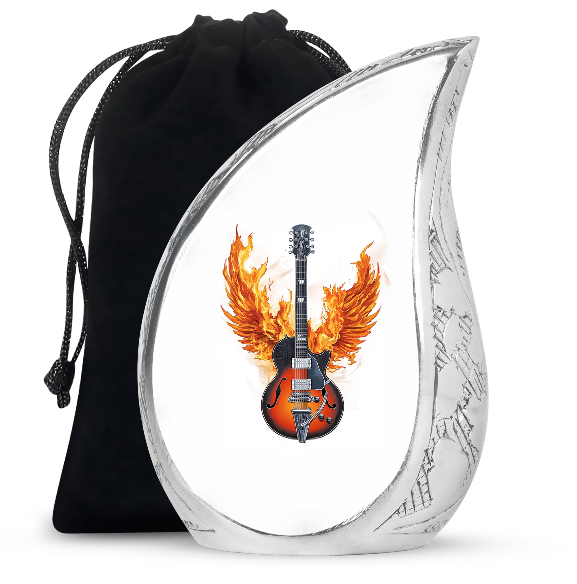VALERASH Guitar Urn for Ashes for Women - White Teardrop Memorial Urns ...