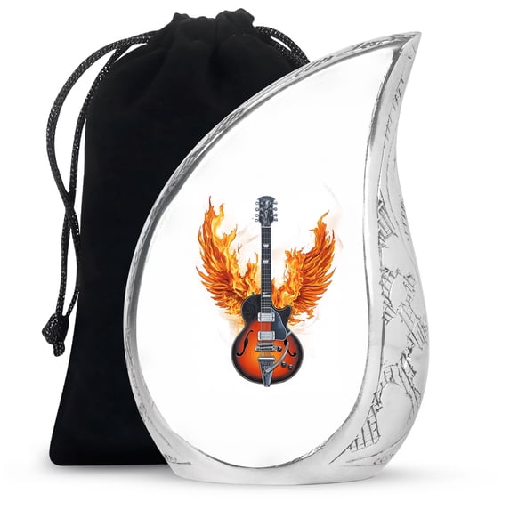 VALERASH Guitar Urn for Ashes for Women - White Teardrop Memorial Urns ...