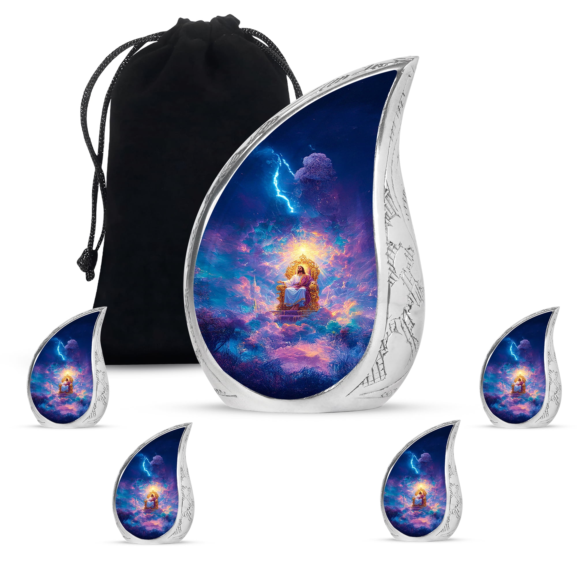 VALERASH Jesus Cremation Urn for Adults Set of 5 – Large Memorial Drop ...