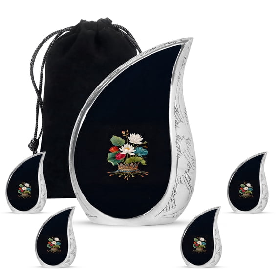 VALERASH Lotus Funeral Urns for Human Ashes Adult Female - Black ...