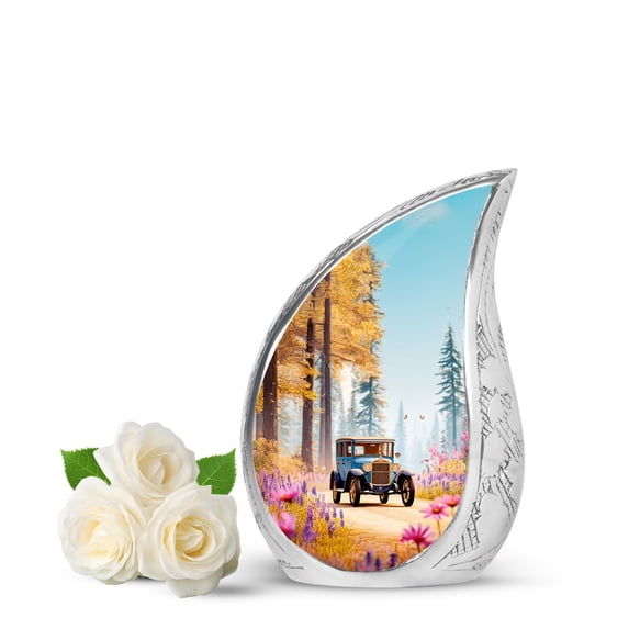 VALERASH Mini Car Urn - Blue Teardrop Memorial Urns for Human Ashes ...