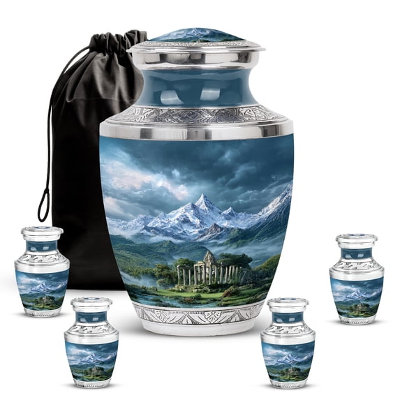 VALERASH Mountain Cremation Urns for Adult Ashes Women - Grey Burial ...