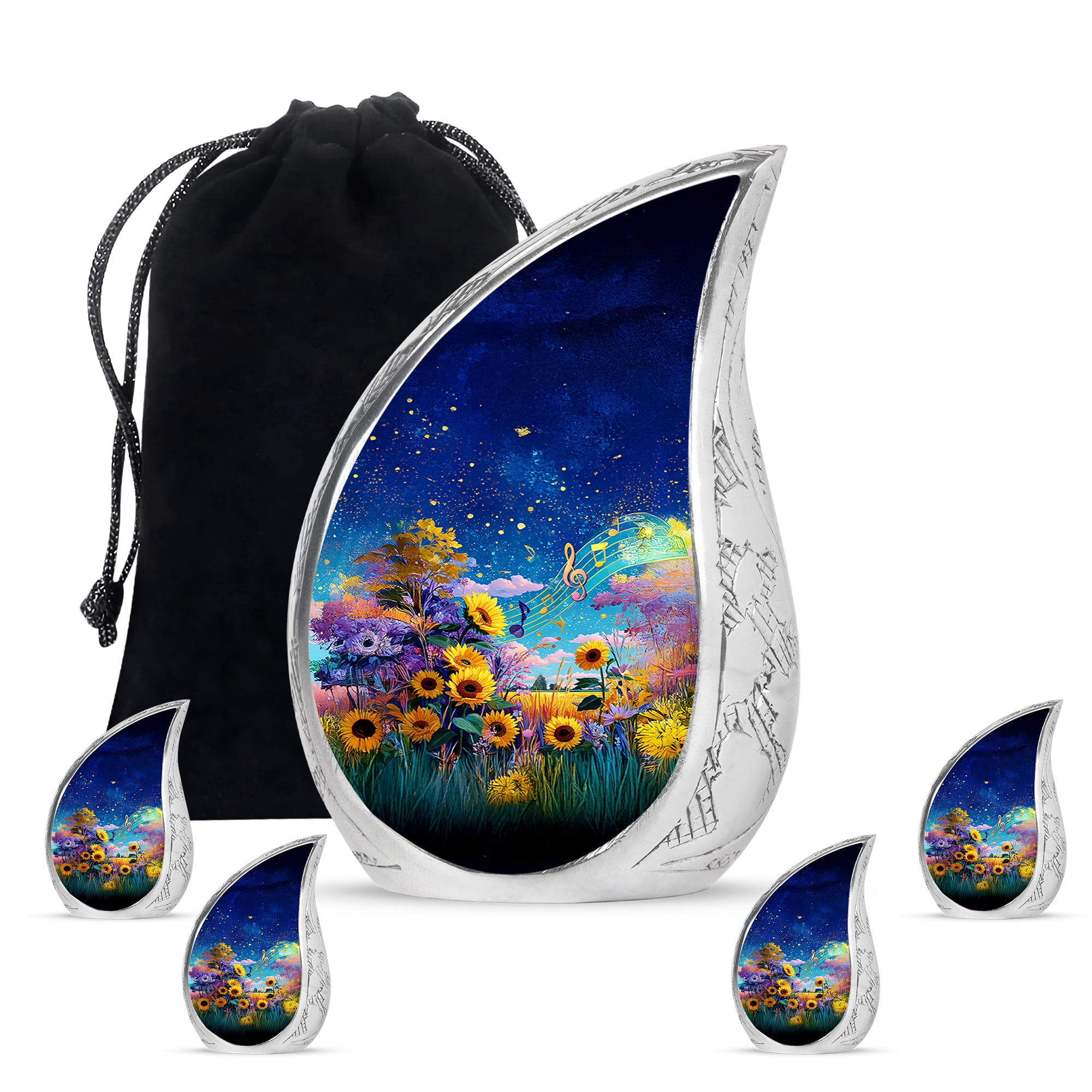 VALERASH Music Memorial Urns for Adult Male - Blue Cremation Urns for ...