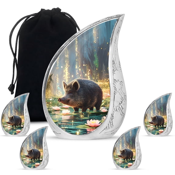 VALERASH Pig Funeral Urn for Ashes for Women & Man - Lotus Flower ...