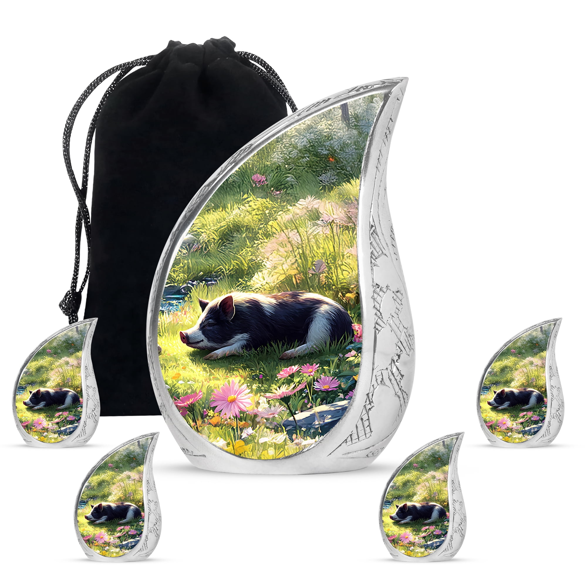 VALERASH Pig Urns for Adults - Green Teardrop Memorial Urns for Human ...
