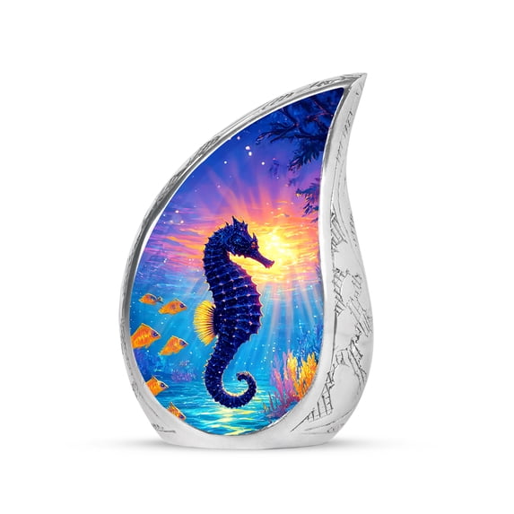 VALERASH Small Blue Seahorse Teardrop Urns for Human Ashes 3 Inch ...