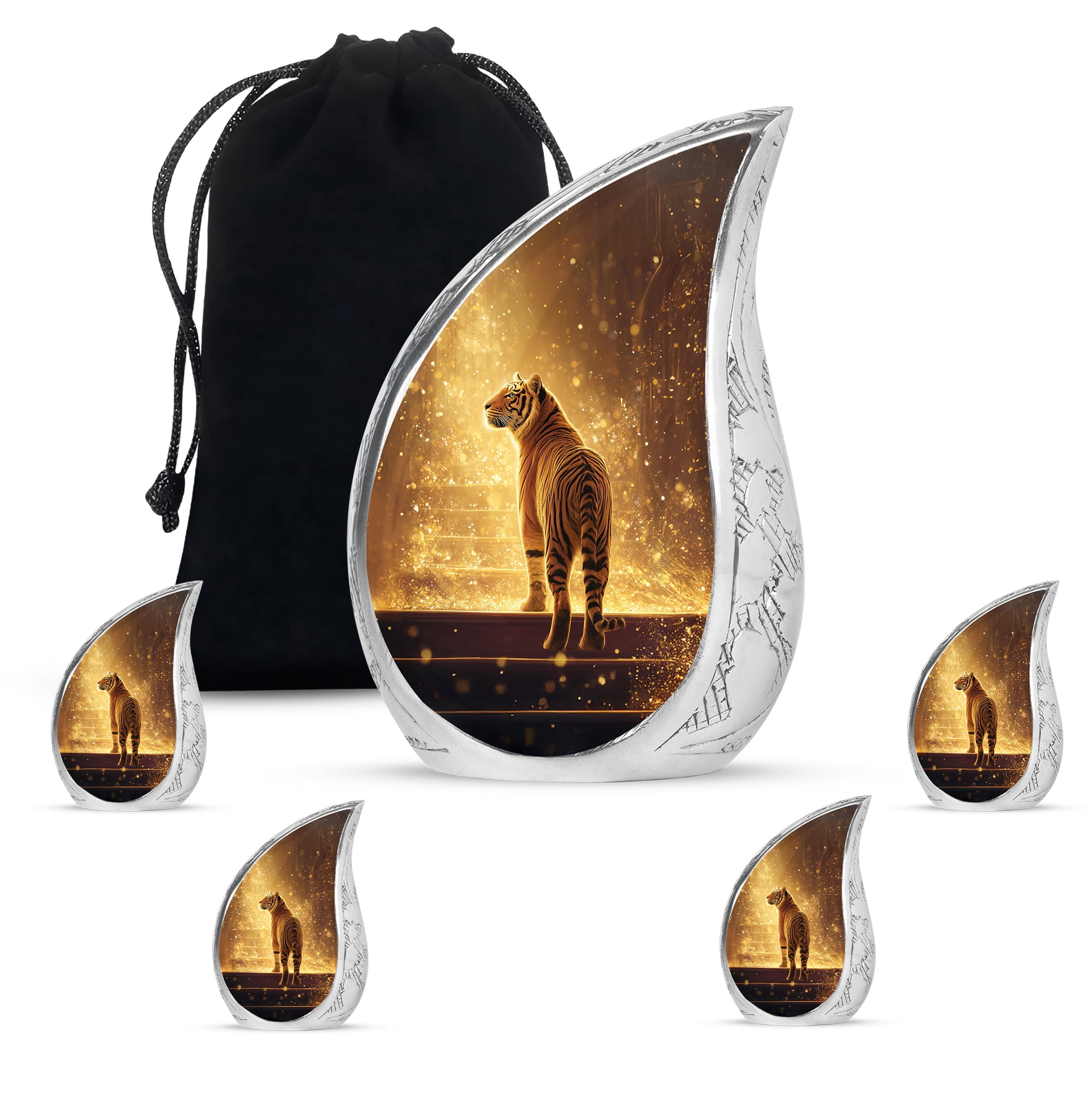 VALERASH Tiger Cremation Urns for Human Ashes Adult Female - Brown Tear ...