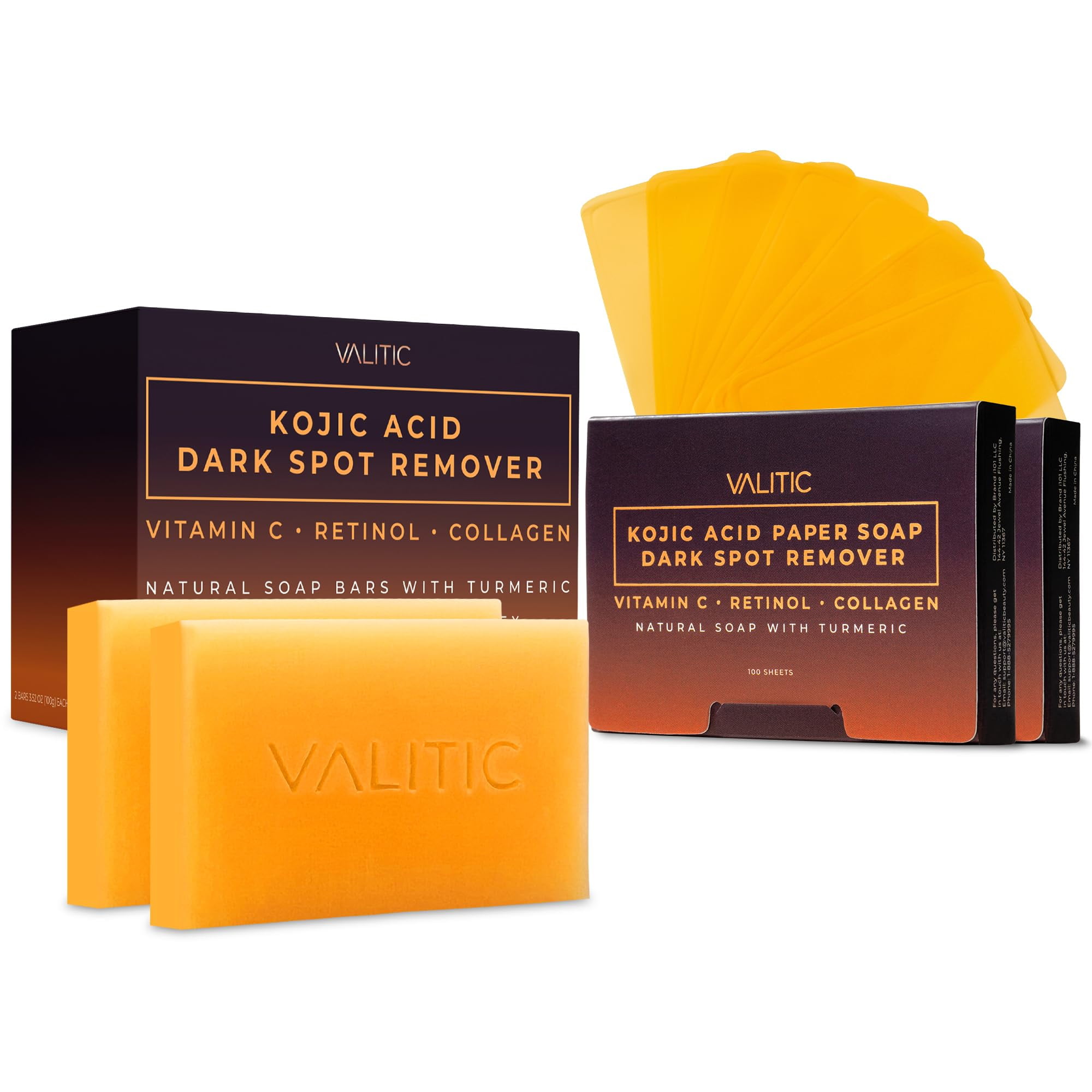 VALITIC Kojic Acid and Turmeric Dark Spot Corrector Soap – Skin Care Cleansing Duo - 2 Soap Bars ...