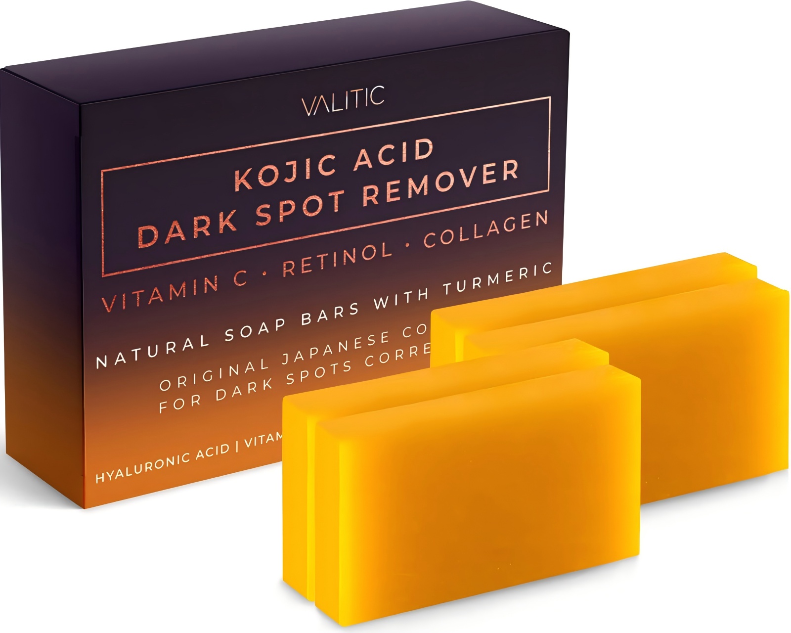 VALITIC Kojic Acid Vitamin C and Retinol Soap Bars with Turmeric for ...
