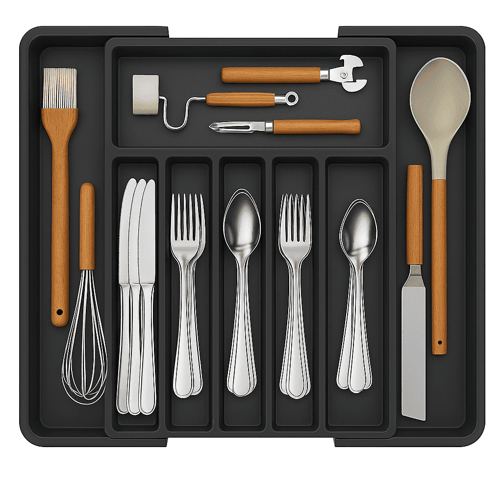 VALLARY Expandable Silverware Drawer Organizer – Large BPA-Free Utensil ...