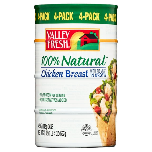 VALLEY FRESH 100% Natural* Chicken Breast in Water, Shelf Stable, 5 oz ...