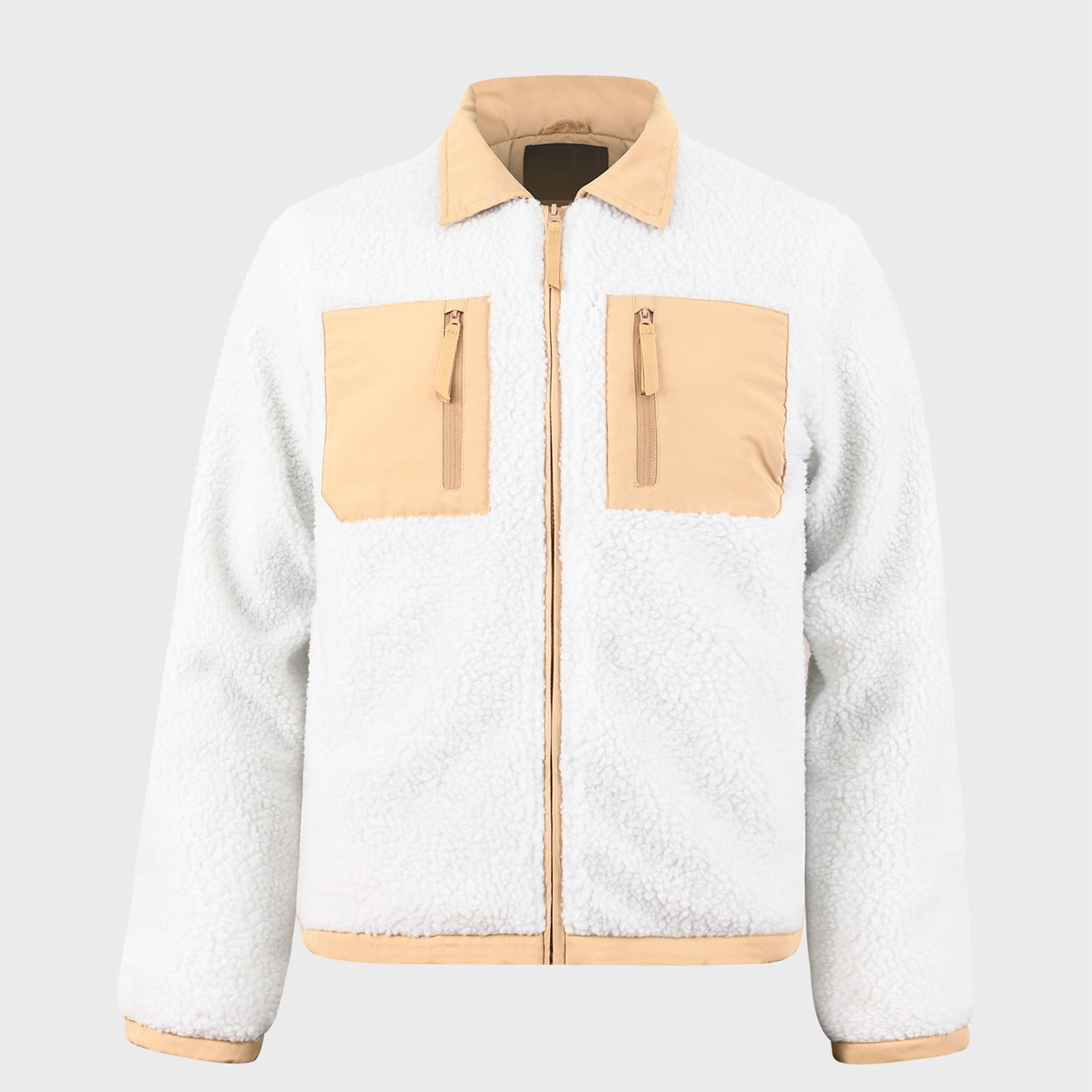 Savings Long Sleeve Zip Up Lapel Stand Collar Coat Solid Color Winter ...