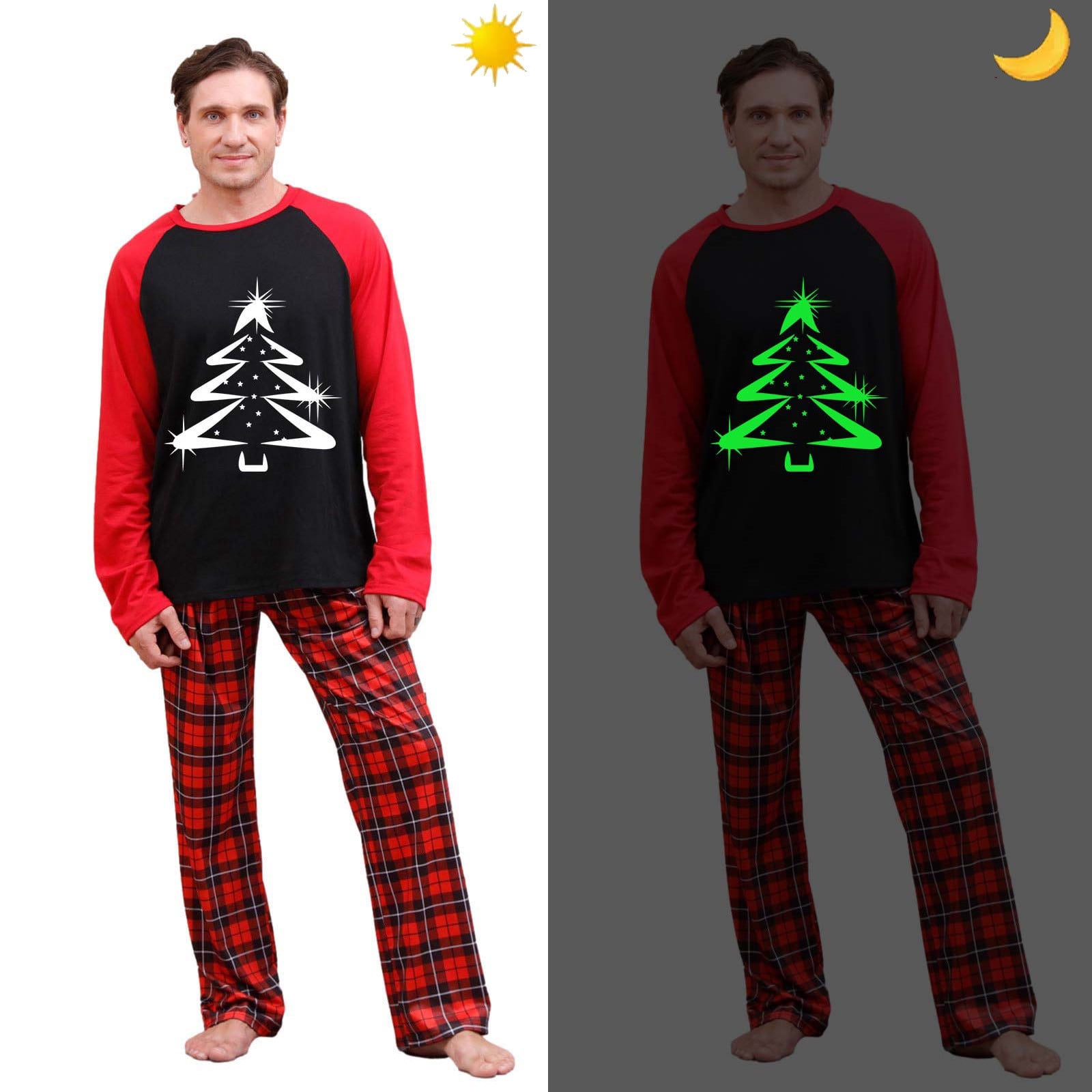 VALMASS Matching Christmas Pajamas 2Pc Family Luminous Printed Pjs ...