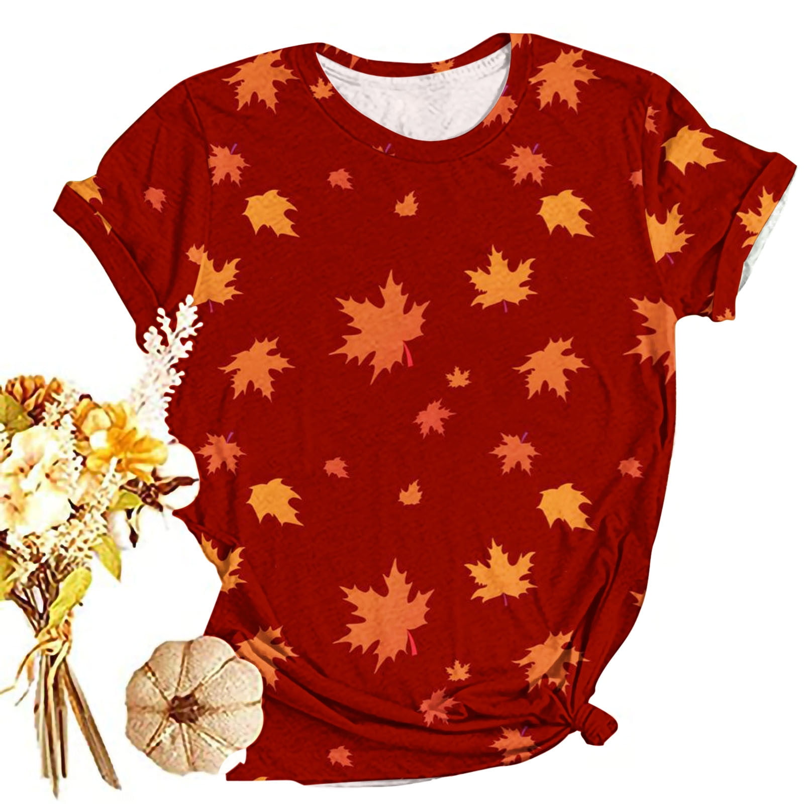 Deals Fall ClothesThanksgiving Shirts for Women 2024 Plus Size Short ...