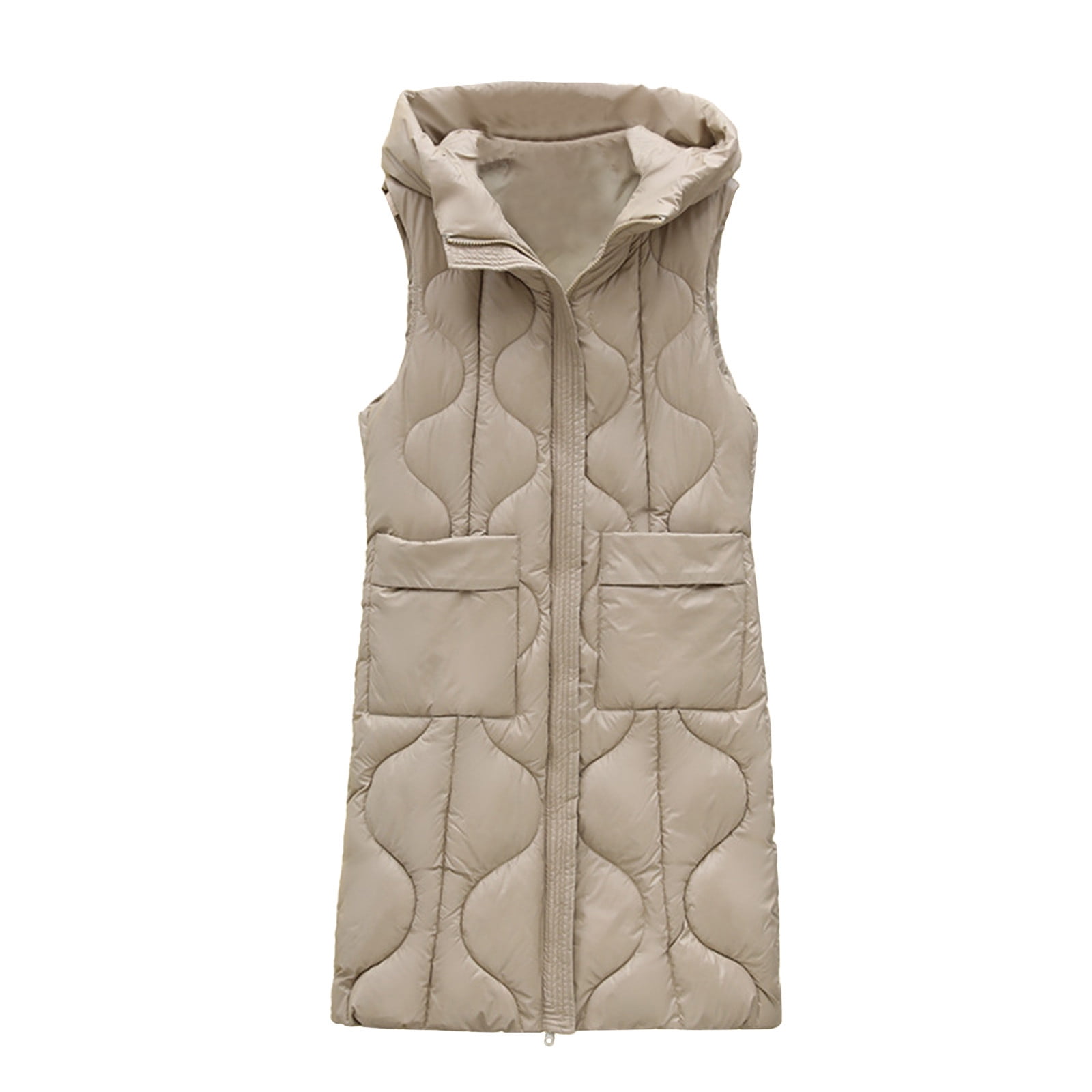 Savings Womens Long Quilted Vests with Hood Sleeveless Winter Warm Full ...
