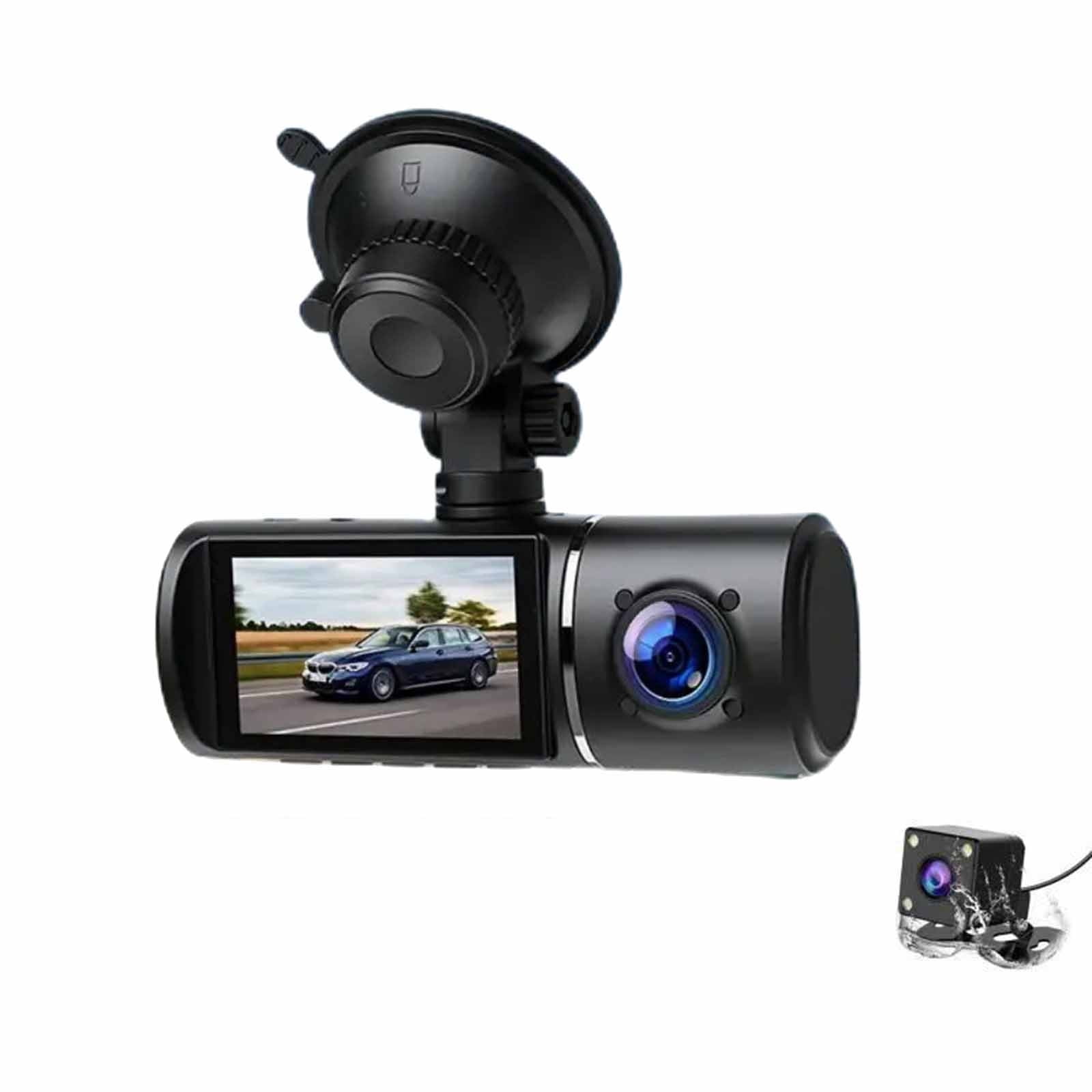 VALSEEL 3 Channel Dash Cam Front And Rear Inside, 1080P Dash Camera For ...