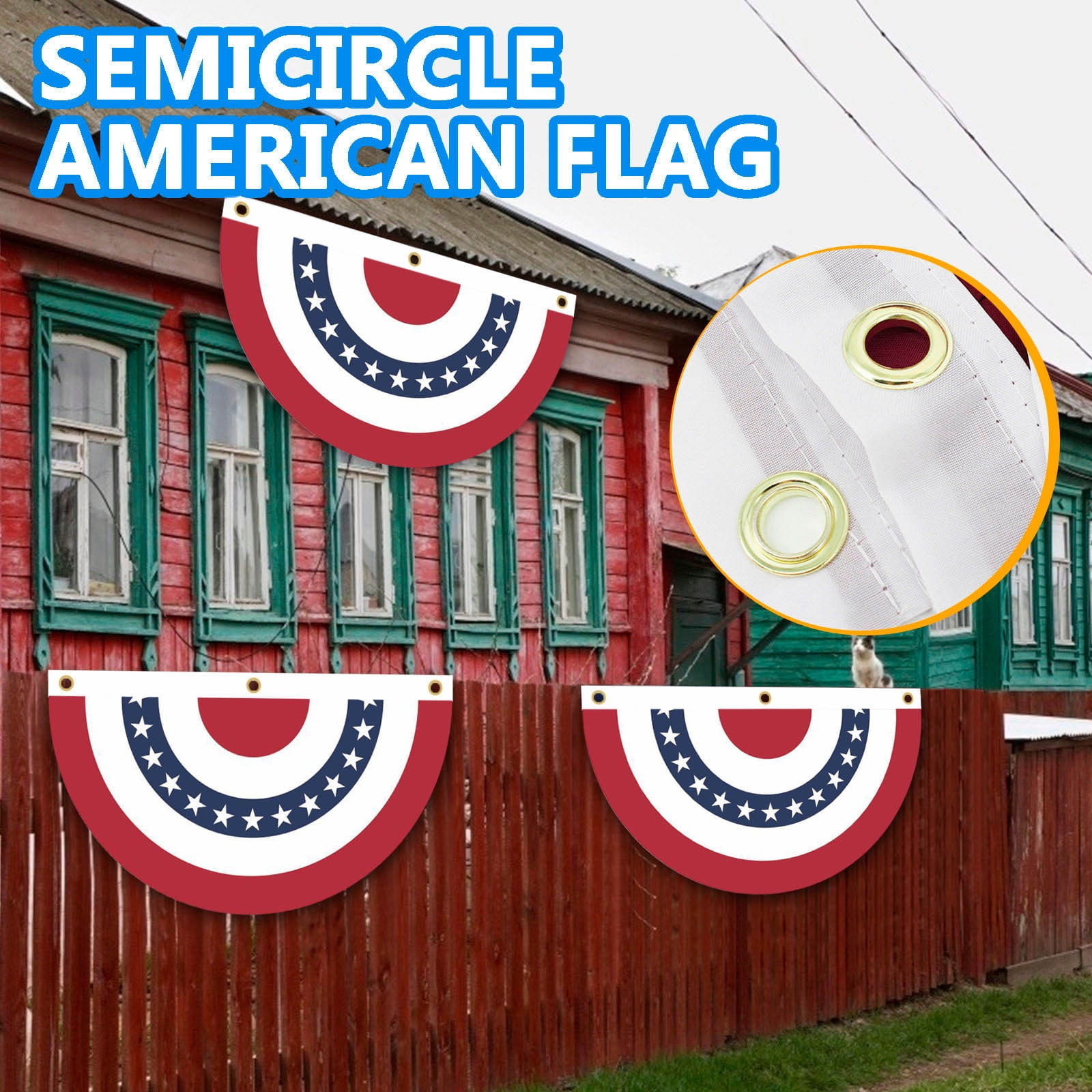 VALSEEL American Flag American Flag Patriotic Half Fan Banner Flag ...