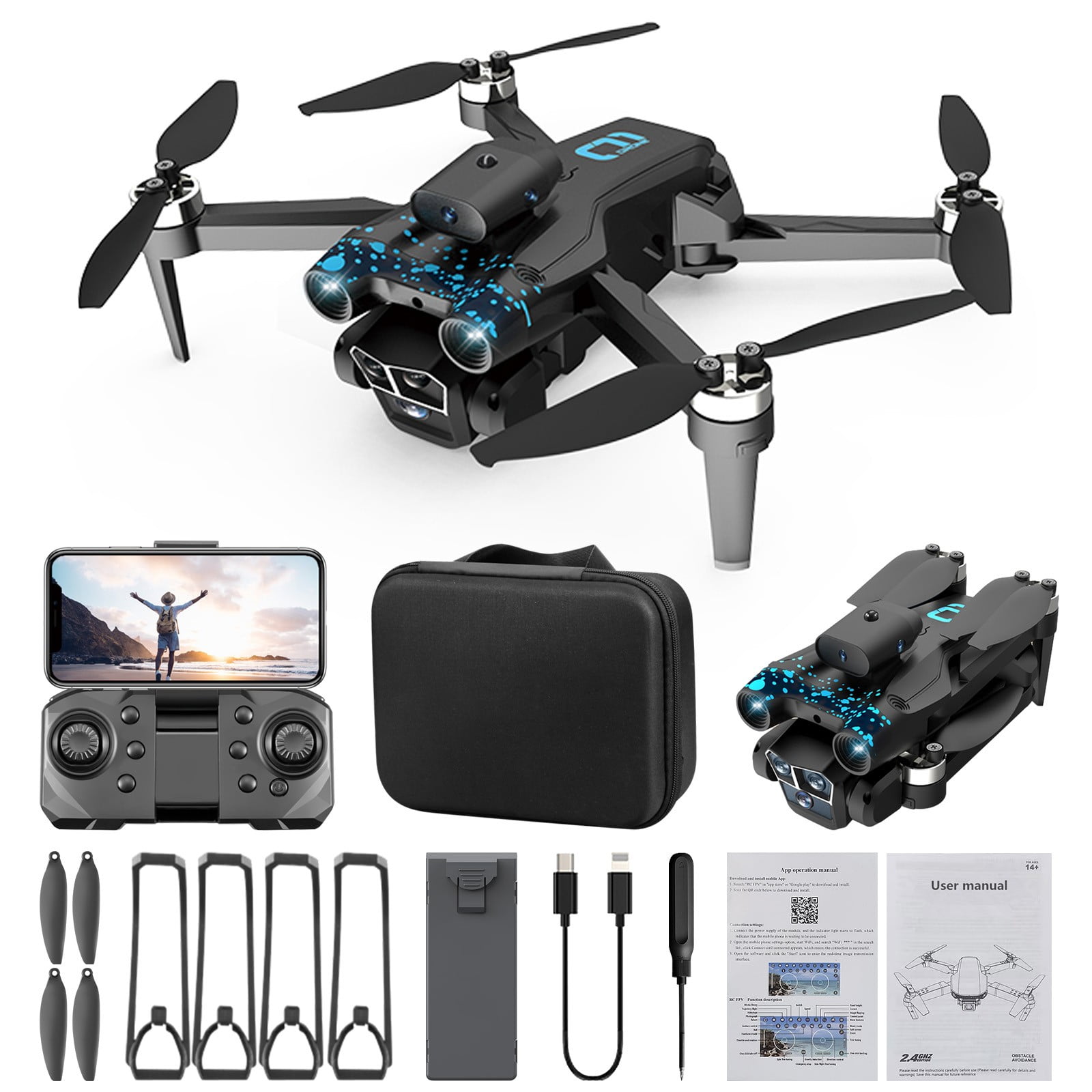 VALSEEL Brushless Motor Drones with Cameras Wind Resistance Headless ...