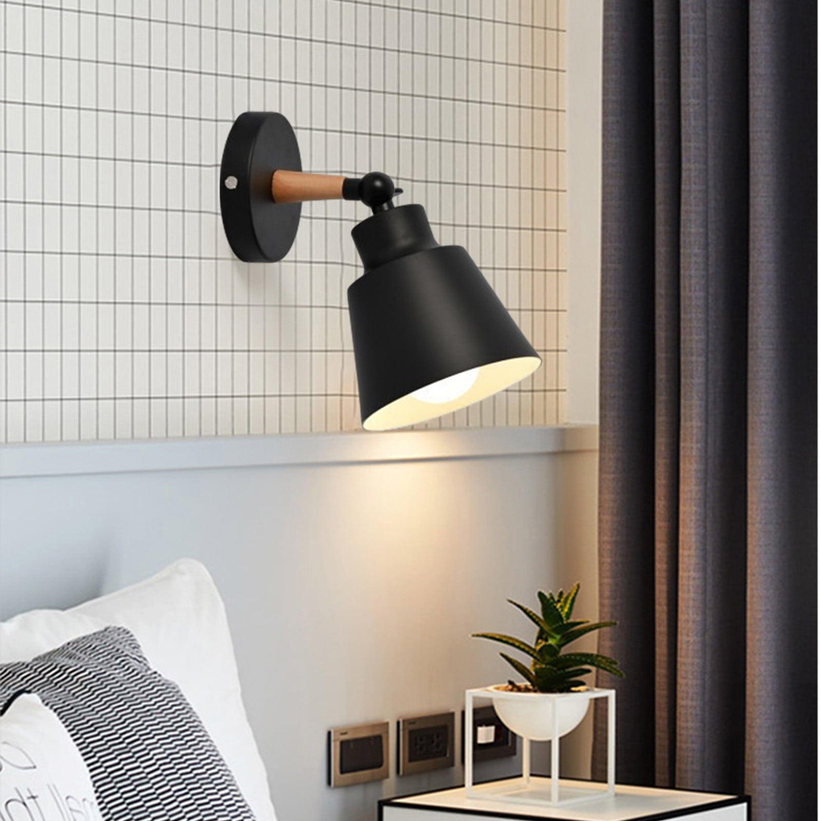 VALSEEL Clearance 9 In Wall Lamp Black Wall-mounted Bedside Table Iron ...
