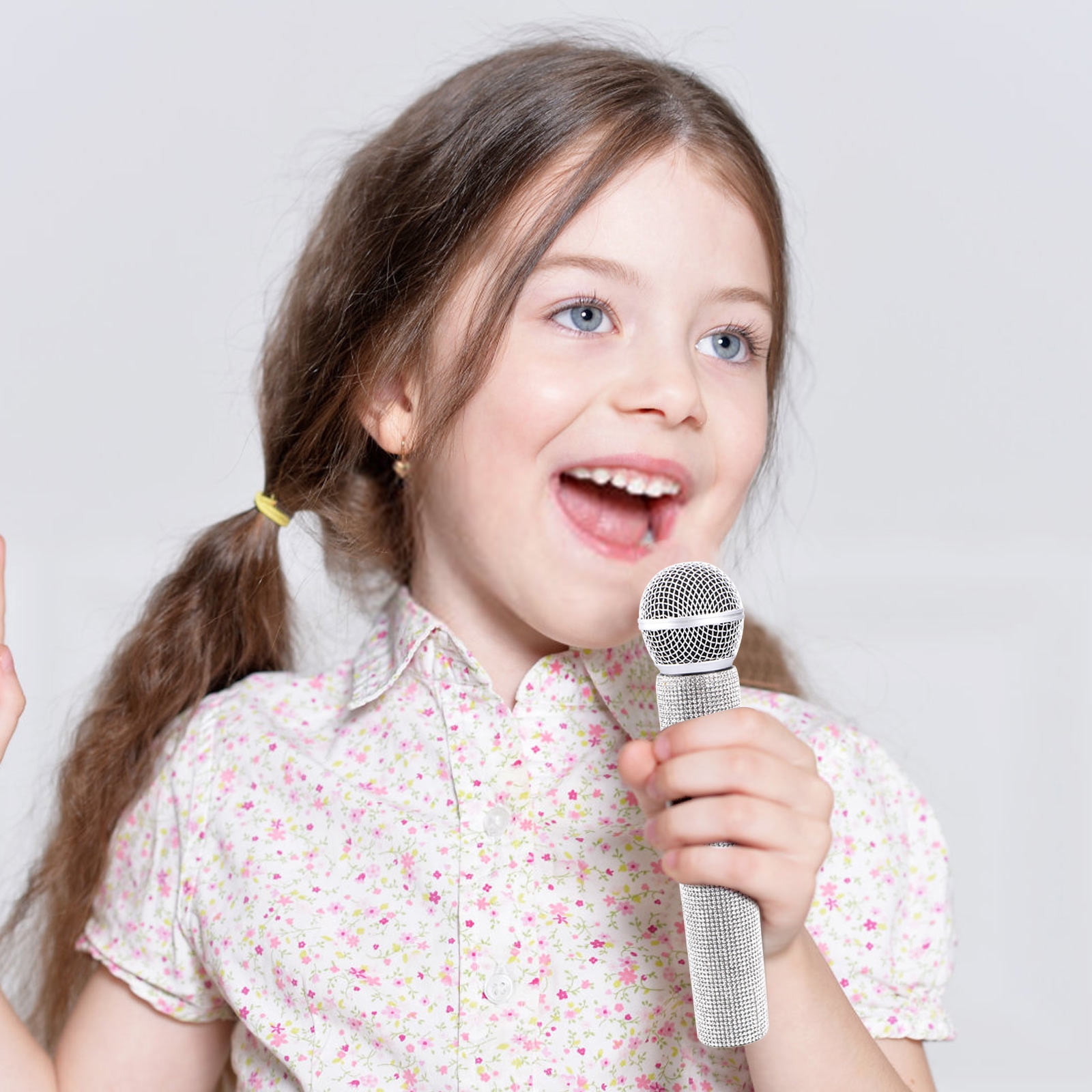 VALSEEL Clearance Microphone Prop Fake Mic Bling Rhinestones Shining ...