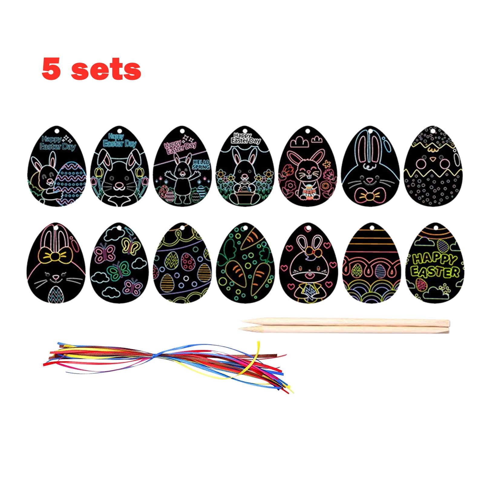 VALSEEL Easter Scratch Paper Arts and Crafts for Kids 30 Pcs Scratch ...