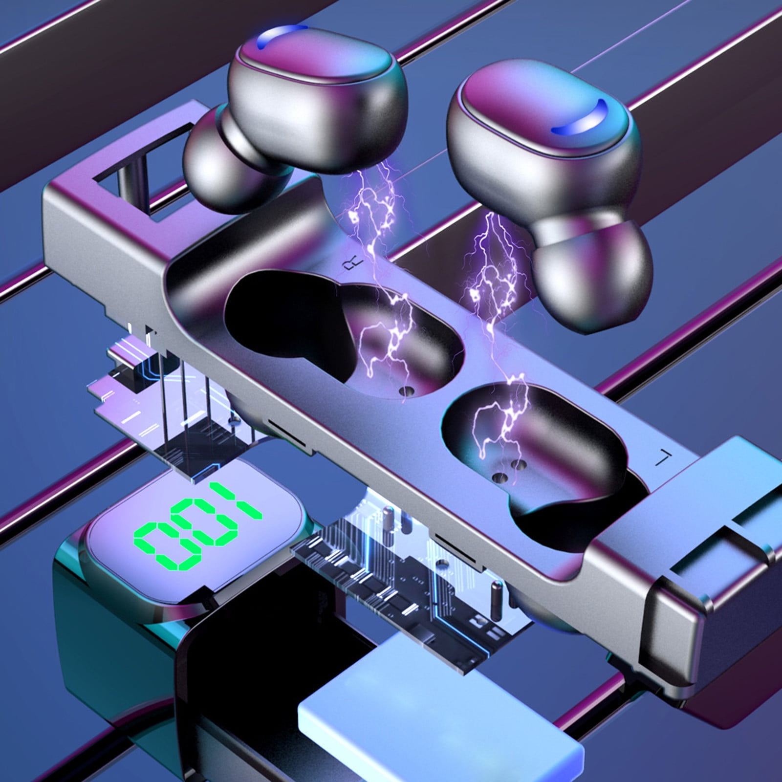 VALSEEL Headphones Wireless Bluetooth, LED Luminous Crack Digital Display Wireless Bluetooth ...