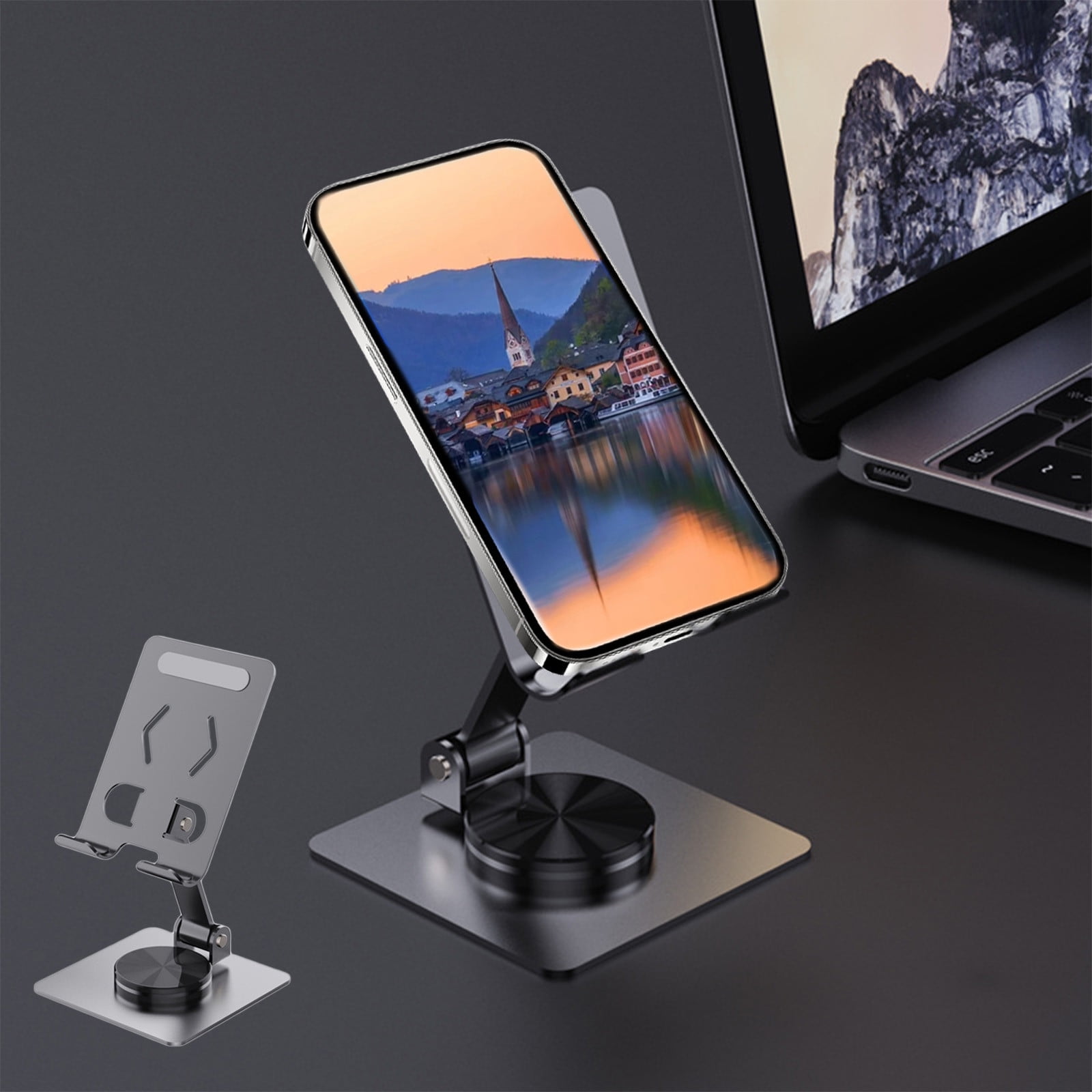 VALSEEL Metal Phone Stand Desktop Multifunctional Rotatable Folding ...