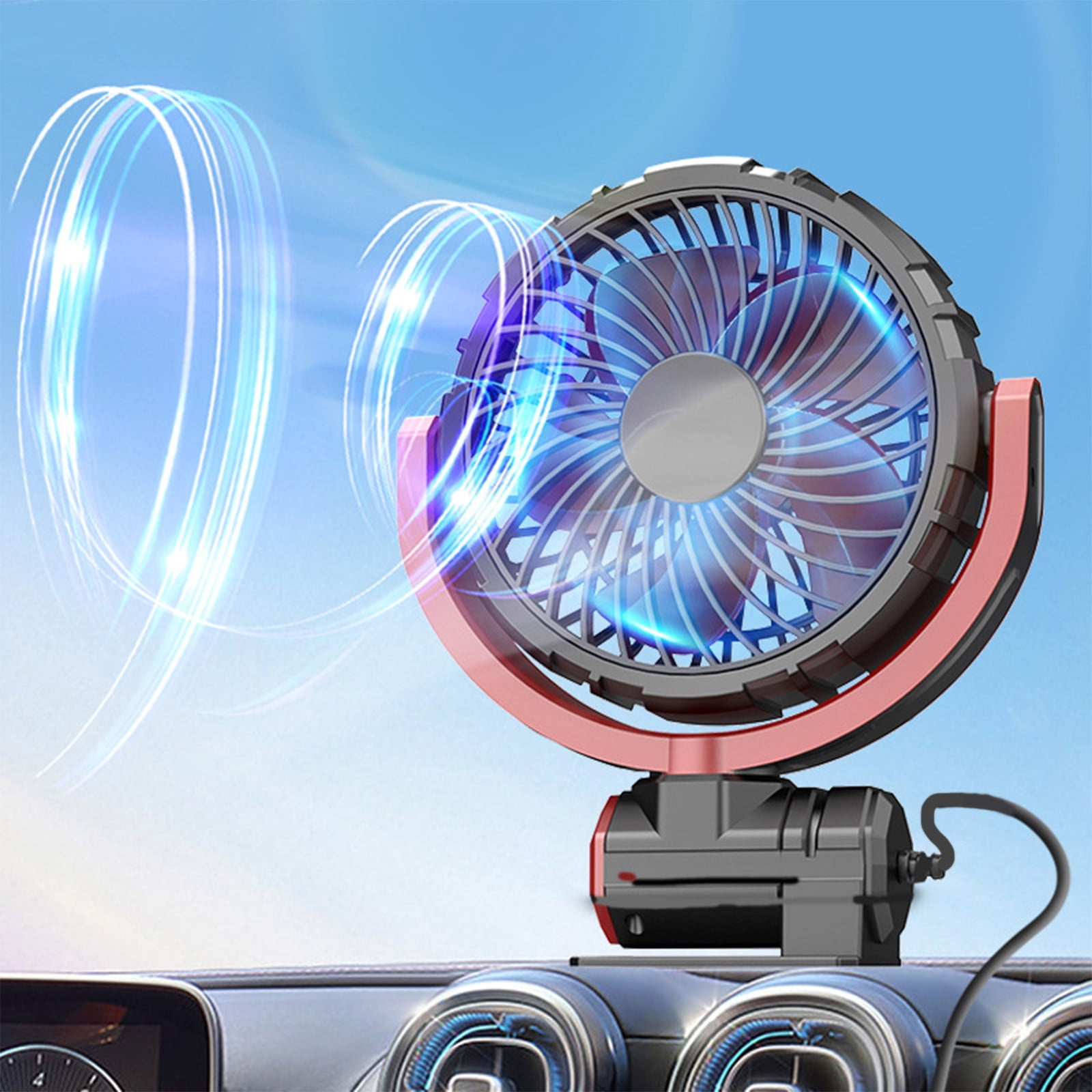 VALSEEL Portable Fan Car Mounted Head Fan with High Wind Power Foldable ...