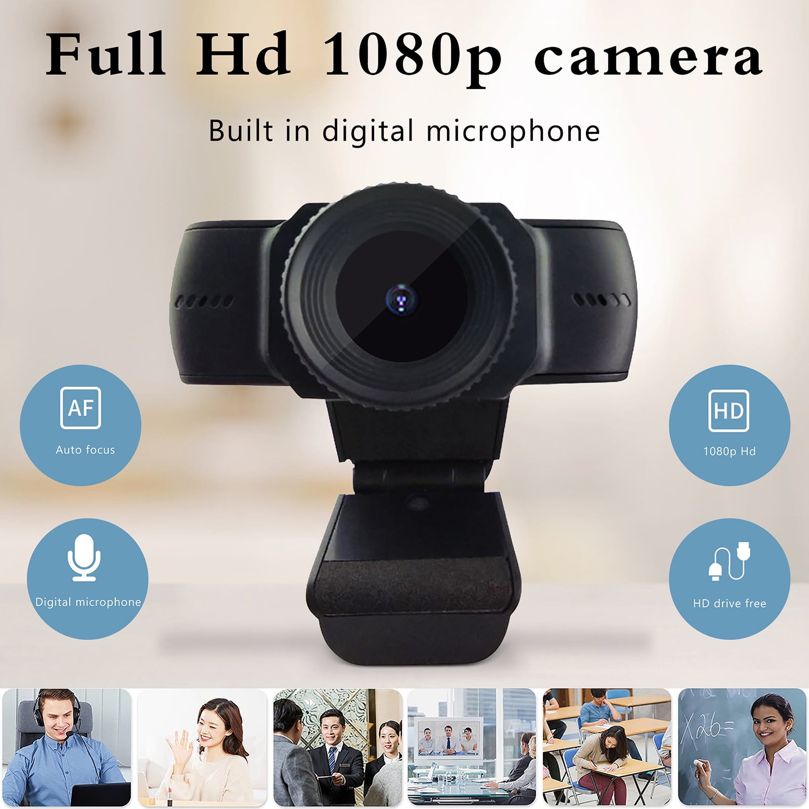 VALSEEL Security Camera Full HD 1080P Web Cam Desktop PC Video Calling ...