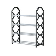 Mainstays 4-Tier Shoe Rack White Plastic Frame, Gray Coating, up to 12 ...