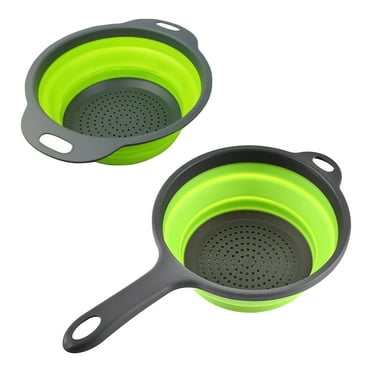 Collapsible silicone colander and strainer [2 piece set], 7.8 inches to ...