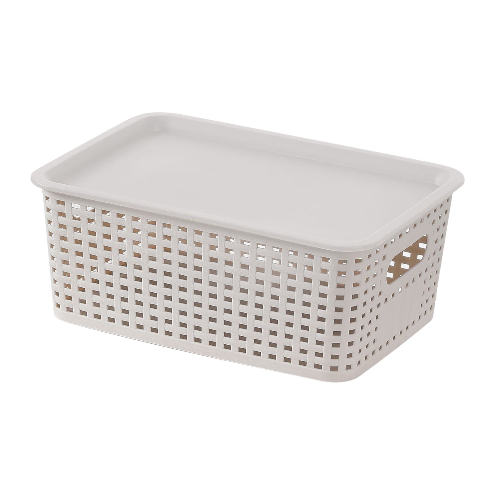 VALSEEL Storage Bins with Lids Plastic Hollow Woven Storage Basket with ...