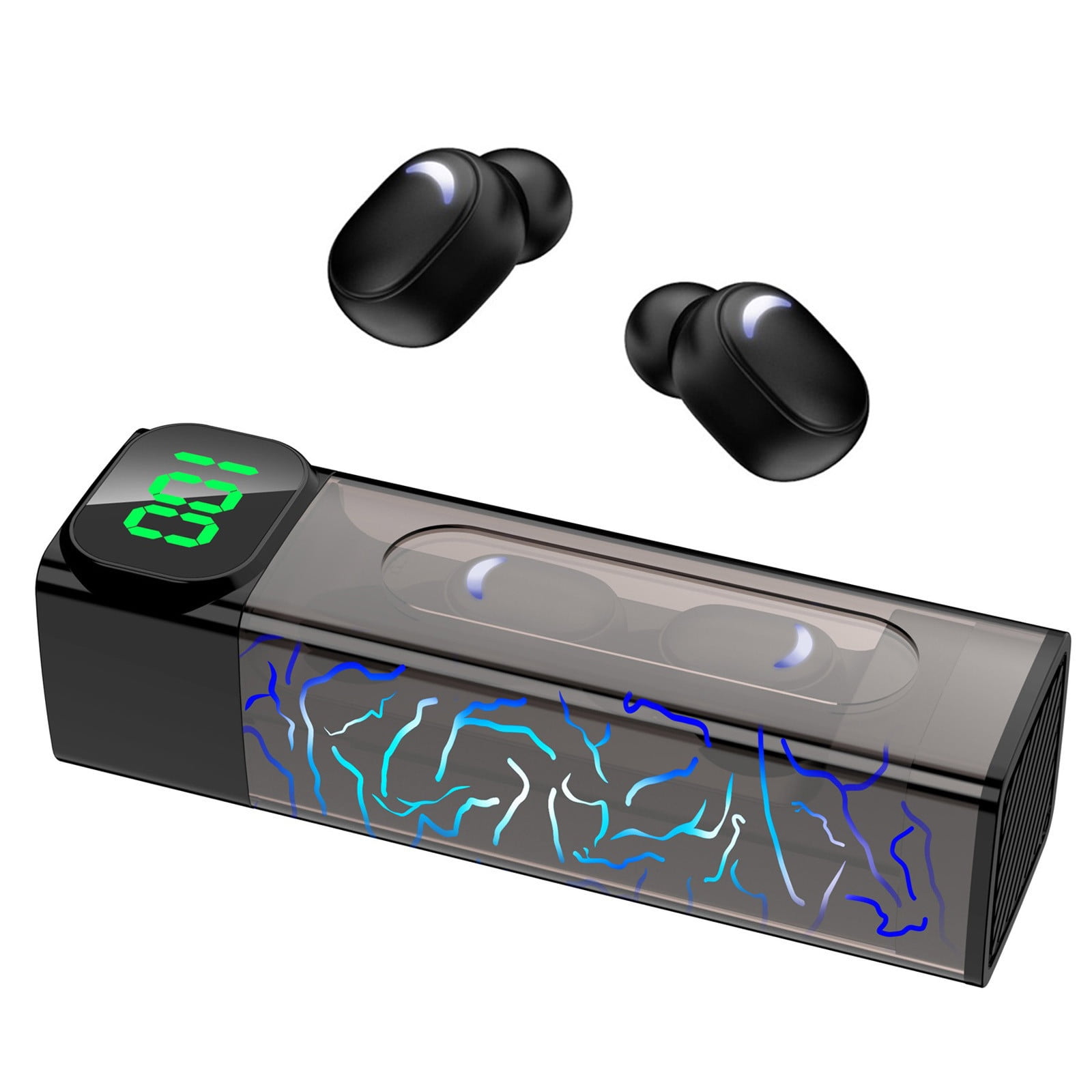 VALSEEL Wireless Earbuds LED Luminous Crack Digital Display Wireless ...