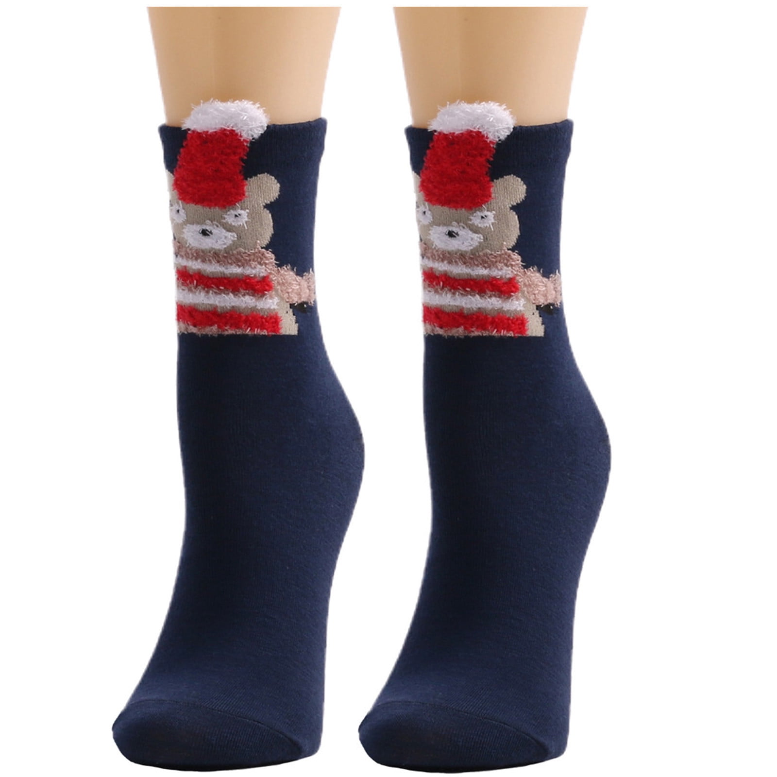 VALSEEL Women Cute Christmas Vintage Printing Thicker Socks Long Sock ...
