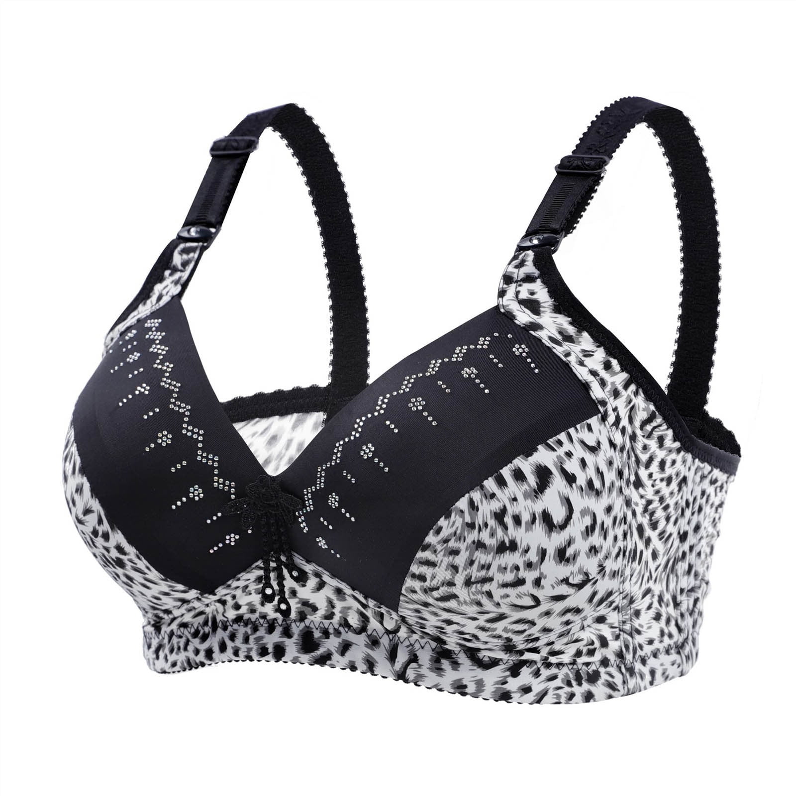 VALSEEL Women Leopard-Print Front Buckles Underwear No Steel Ring Close ...