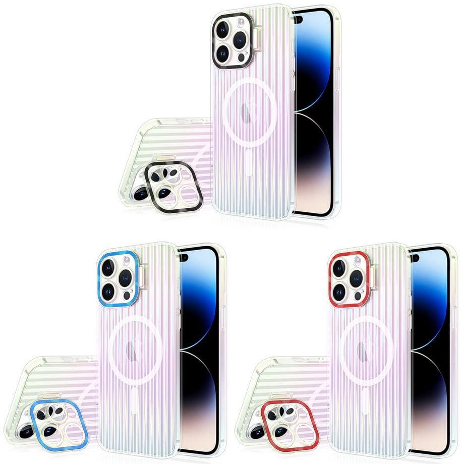 VALUE 3-PACK Iridescent Groove Case with MagSafe and Camera Ring Stand ...