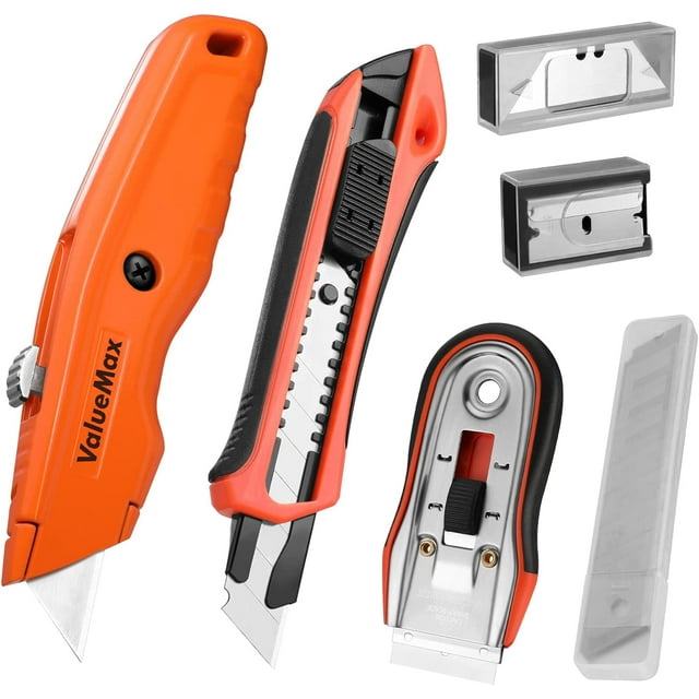 VALUEMAX Utility Knives Set, Box Cutter Retractable, 18mm Snap-off ...