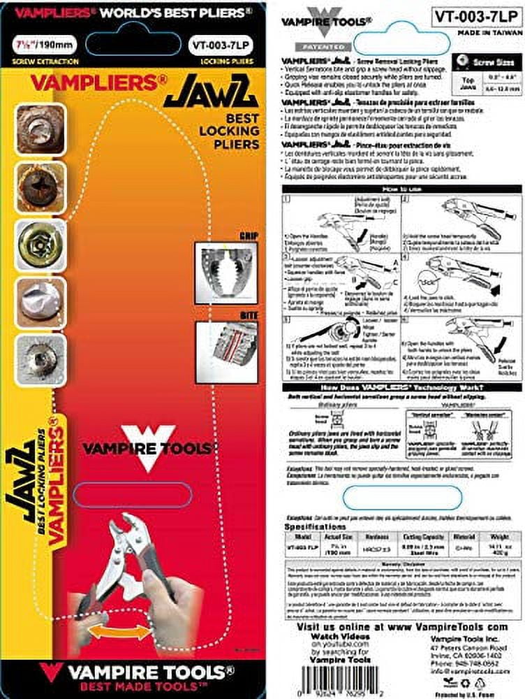VAMPLIERS 2-PC Specialty Screw Extraction Pliers Set: Includes JAWZ 7.5 ...