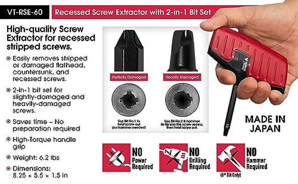 VAMPLIERS 2-Piece Stripped Screw Extractor Kit Made in Japan: 6.25 ...
