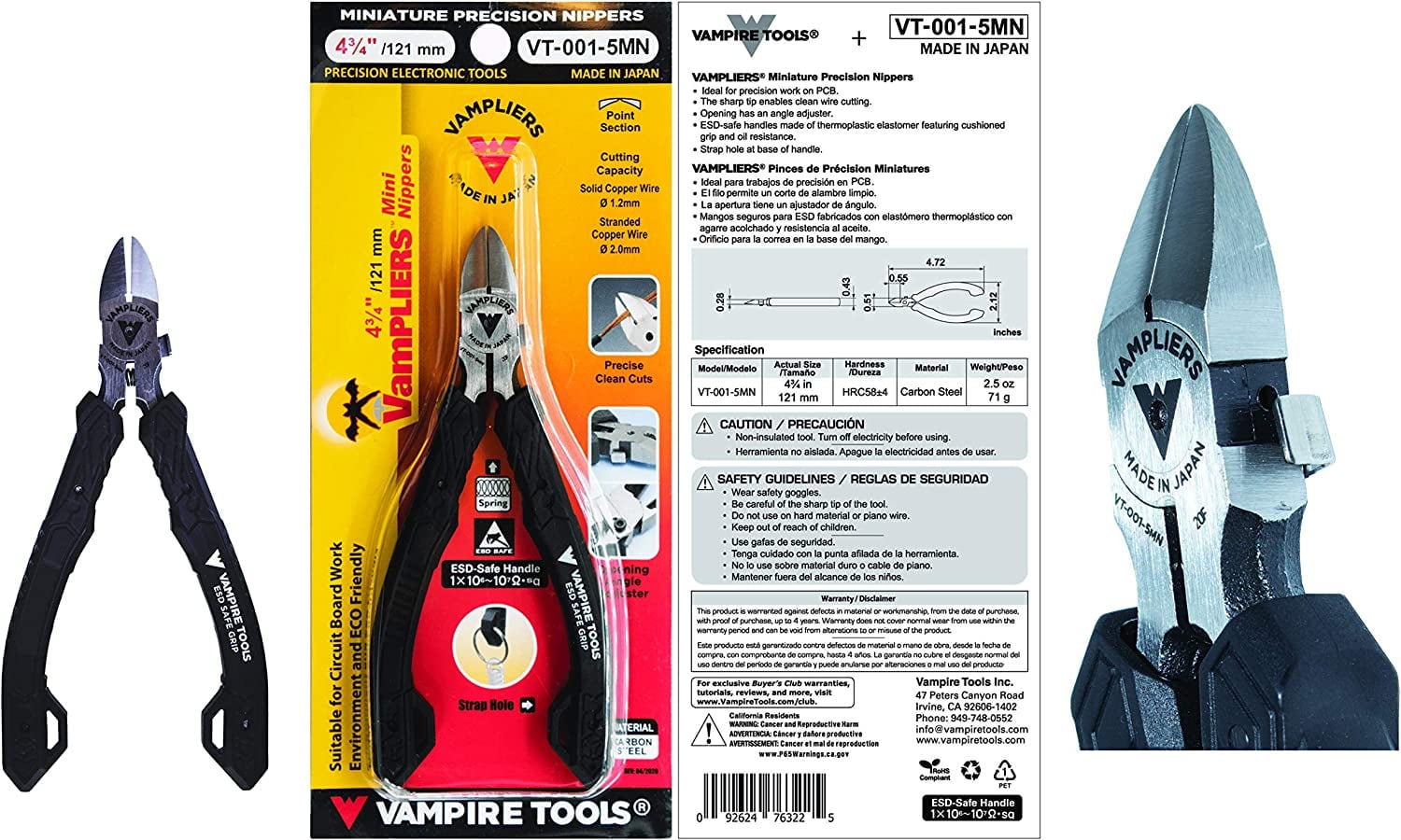 VAMPLIERS 4.75" Precision Flush Cutters. Made in Japan. Professional ...