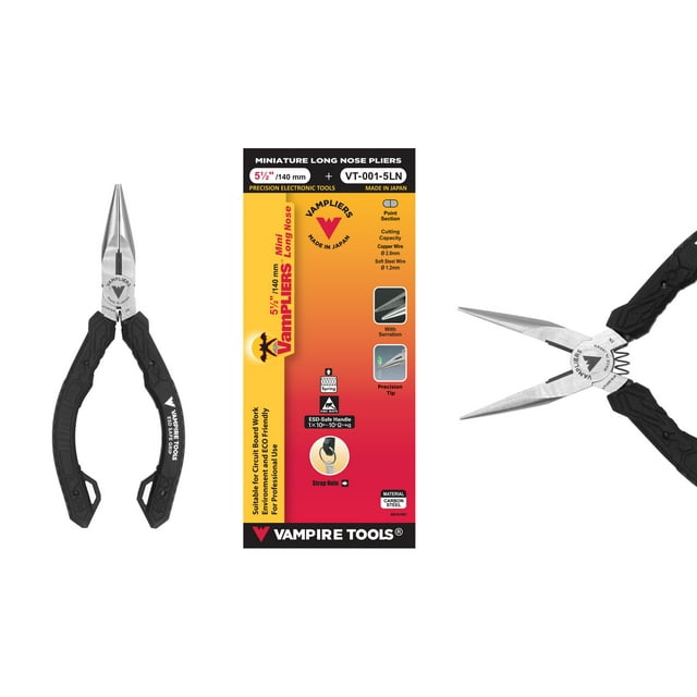 VAMPLIERS VT-001-5LN by Vampire Tools, 5.5" Mini Long Nose Pliers, Stripped Screw Removal Tool ...