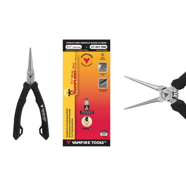 Vampire Tools VamPLIERS 5.5" Miniature Needle Nose Pliers, ESD Safe ...