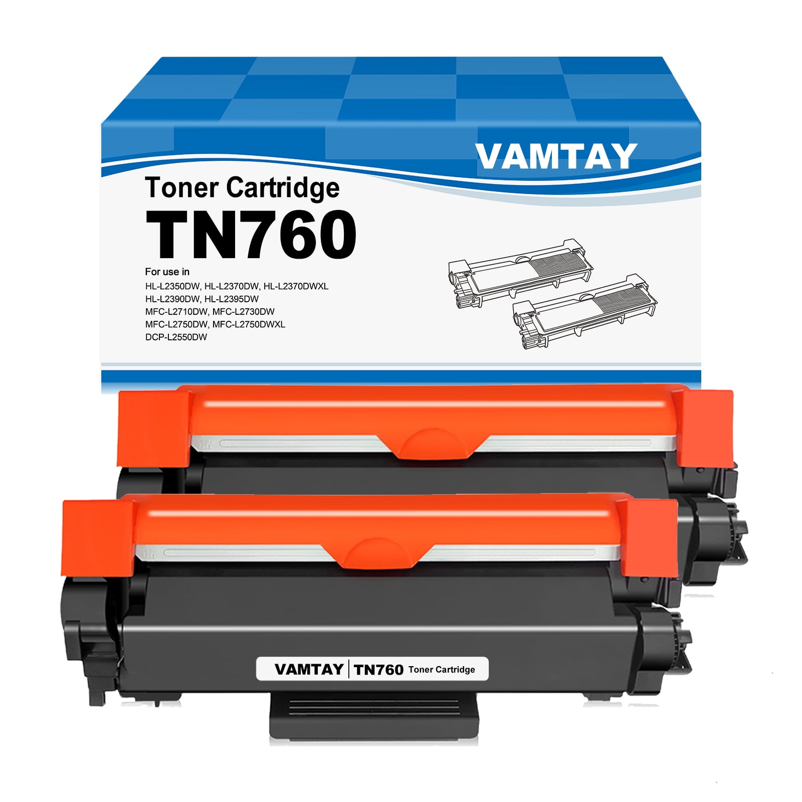 VAMTAY Black Toner Cartridge 2 Pack TN760 Toner Cartridge Replacement ...