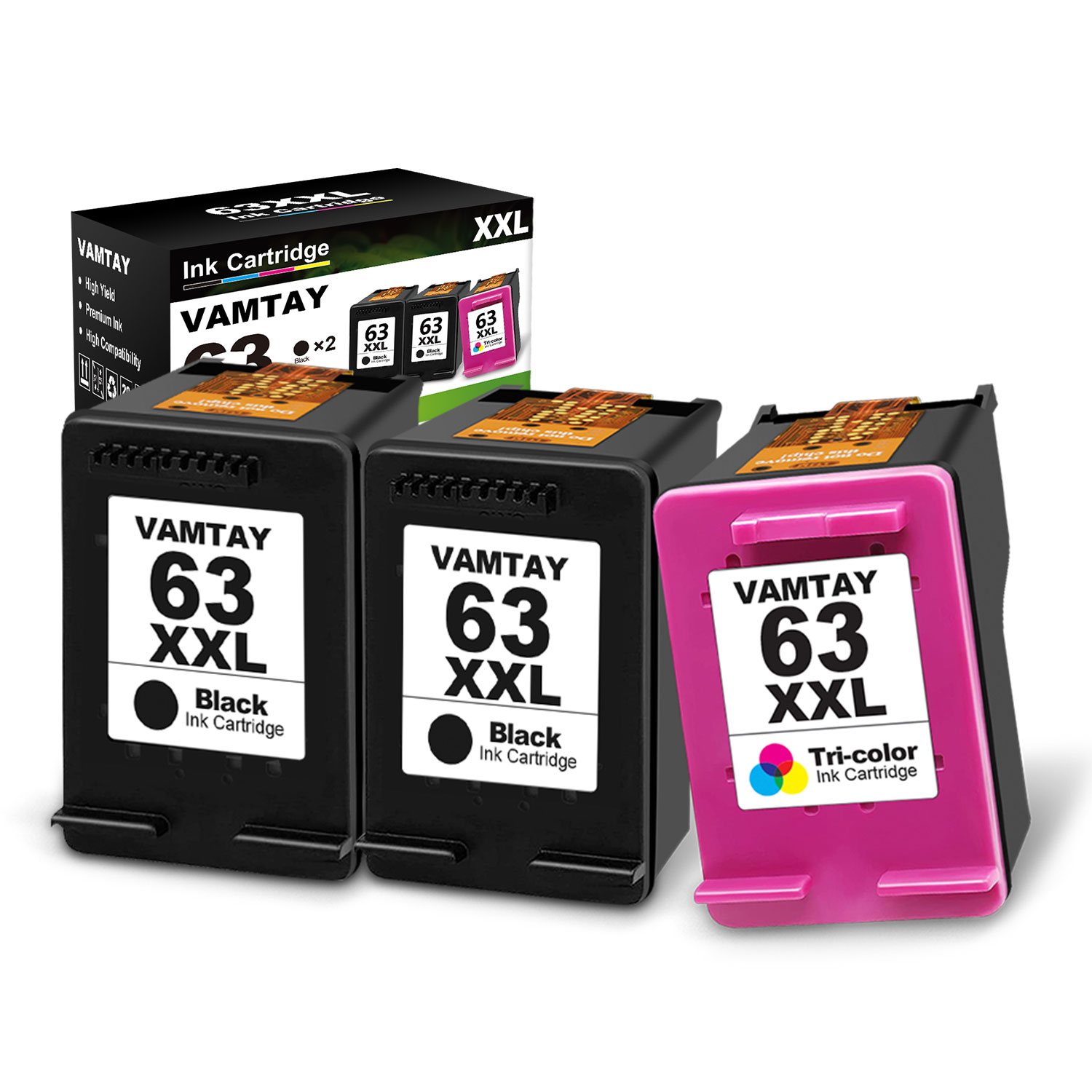 VAMTAY Ink Cartridge Replacement for 63XXL 63XL 63 XL 63 XXL for Envy ...