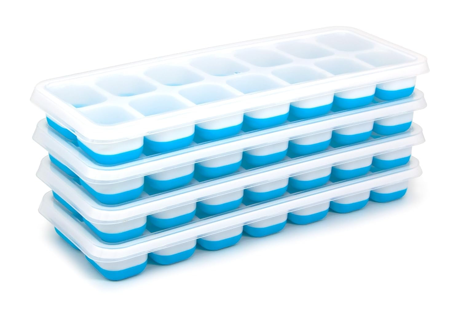VAN EVERLY Ice Cube Trays 4 Pack with Removable Lids Silicone Ice Tray ...