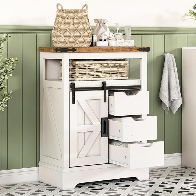 VANACC 24" Farmhouse Bathroom Floor Cabinet, Small Bathroom Storage ...