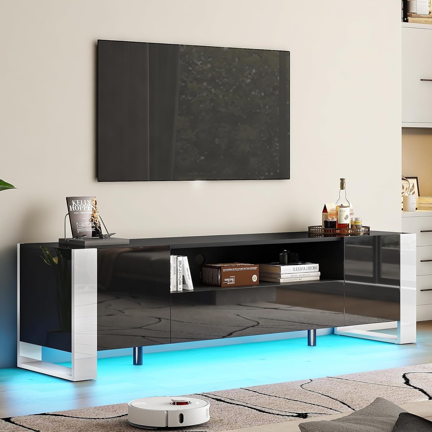 VANACC 70 Inch TV Stand withs, Modern TV Stand with 2 Drawers High ...