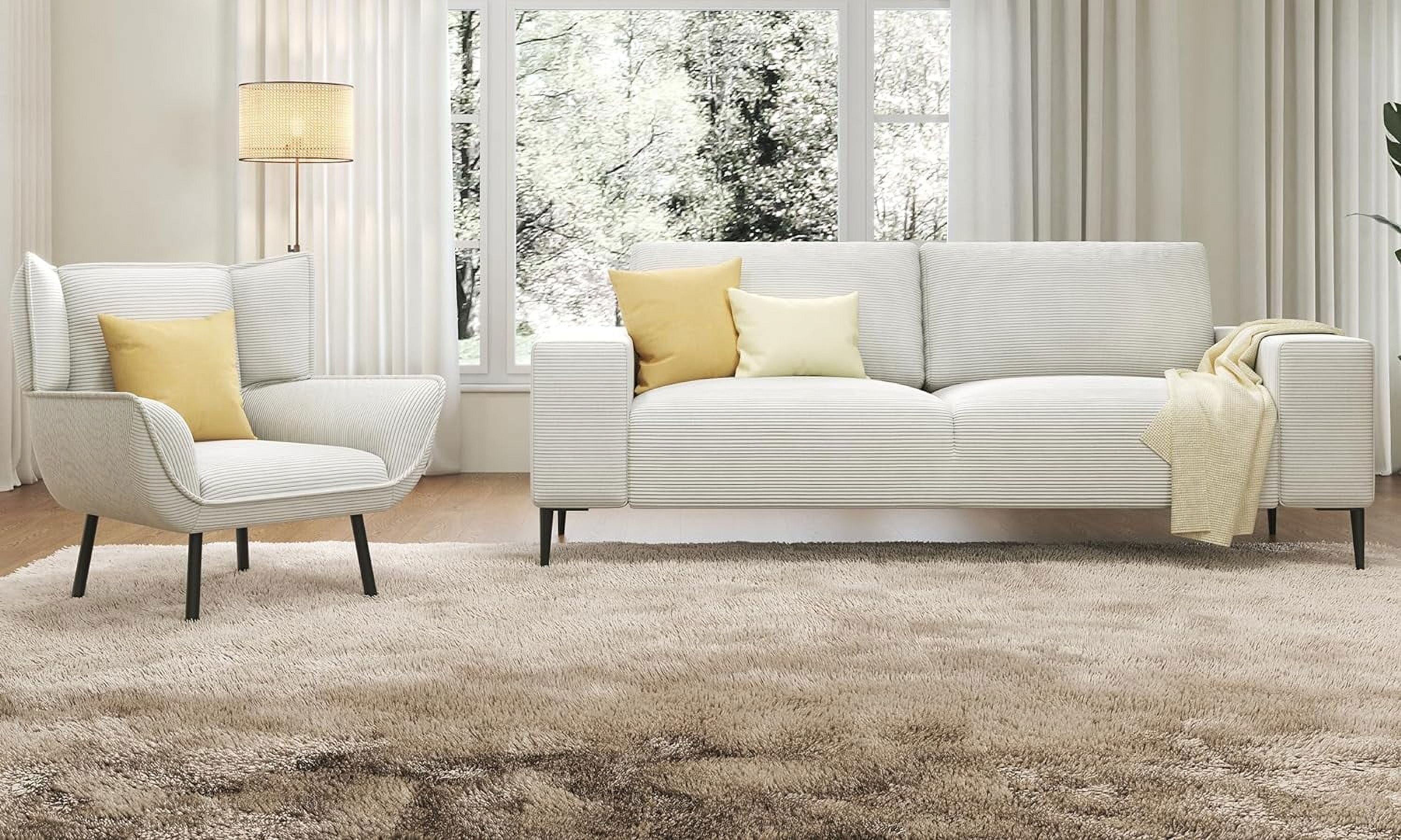 AMERLIFE 89 inch Three-Seater Modern Couch, Extra Deep Seats, White ...